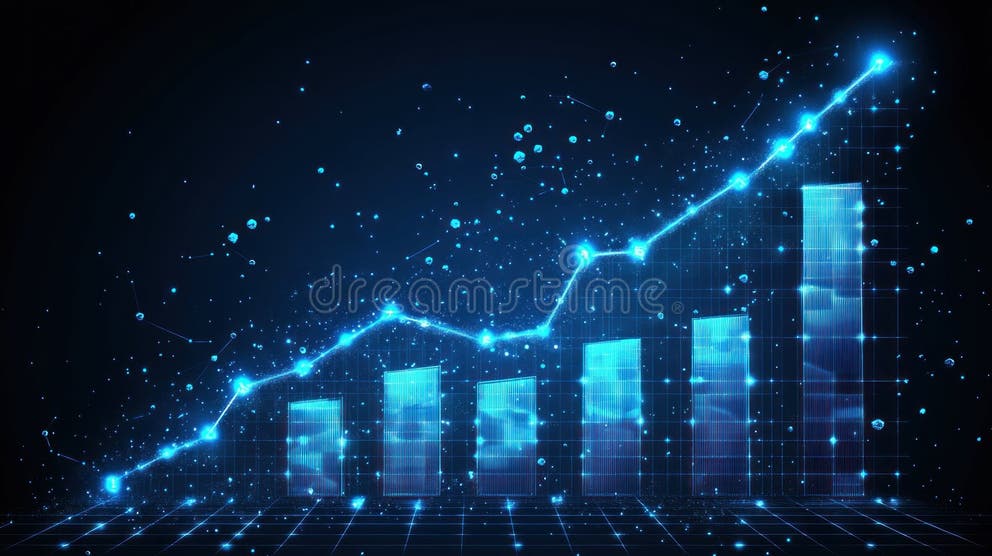 Digital Growth Chart in Dark Background Stock Illustration ...