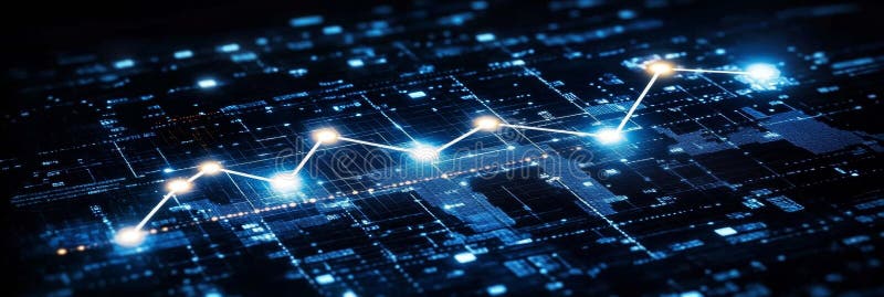 Digital Growth Chart Glowing Data Visualized on Abstract Technology ...