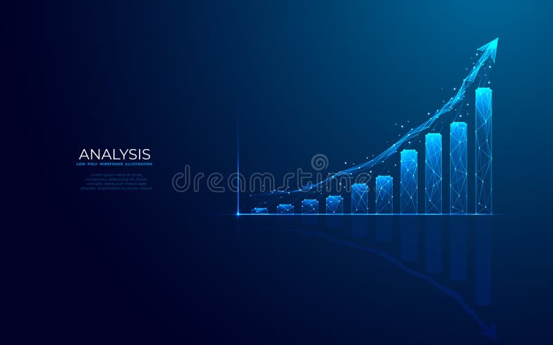 Digital Growth Graph Chart with Up Arrow on Technology Blue Background ...
