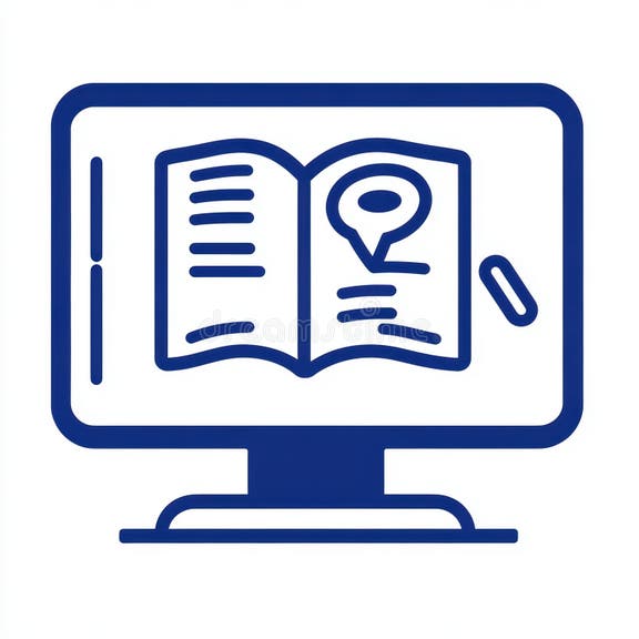 Online Textbook with Location Marker Stock Illustration - Illustration ...