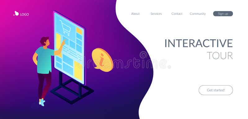 Digital Guide Isometric 3D Landing Page. Stock Vector - Illustration of ...