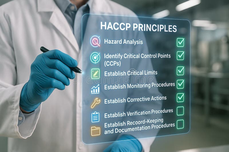 Digital HACCP Checklist with Food Safety Engineer Holding Stylus and ...