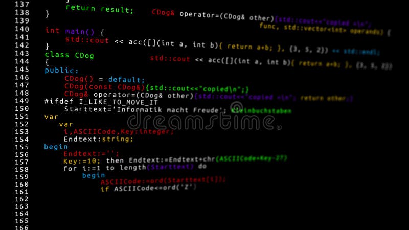 Screen Coding Hacker Animation With Glitch Programming Code Typing Error Loop Background Stock