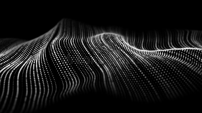 Digital Halftone Wave with Dots on the Dark Background. the Futuristic ...