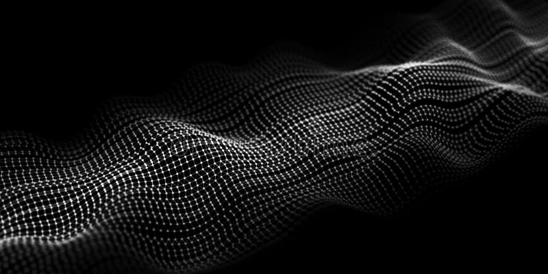 Digital Halftone Wave with Dots on the Dark Background. the Futuristic ...