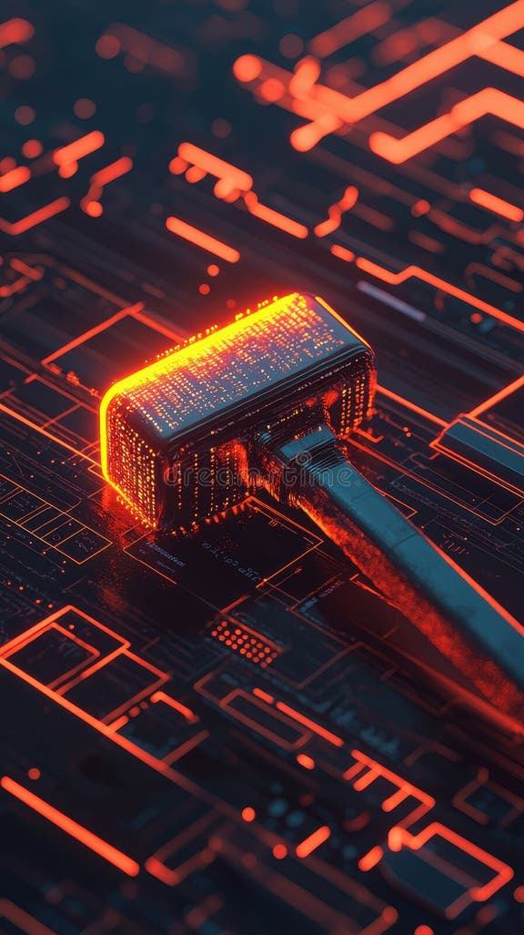 Digital Hammer Code Technology Cybersecurity Data Binary Circuit Board ...