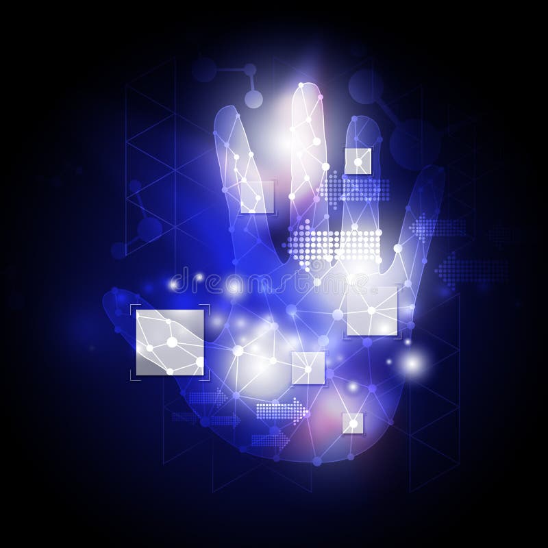 Digital hand and button stock illustration. Illustration of background ...