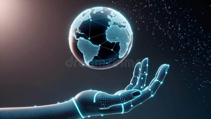 Digital Hand Holding Digital Glowing Globe, Global Network & Virtual ...
