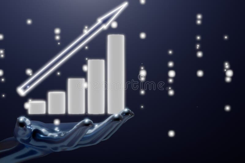 A Digital Hand Holds a Rising Graph with Sparkling Elements ...