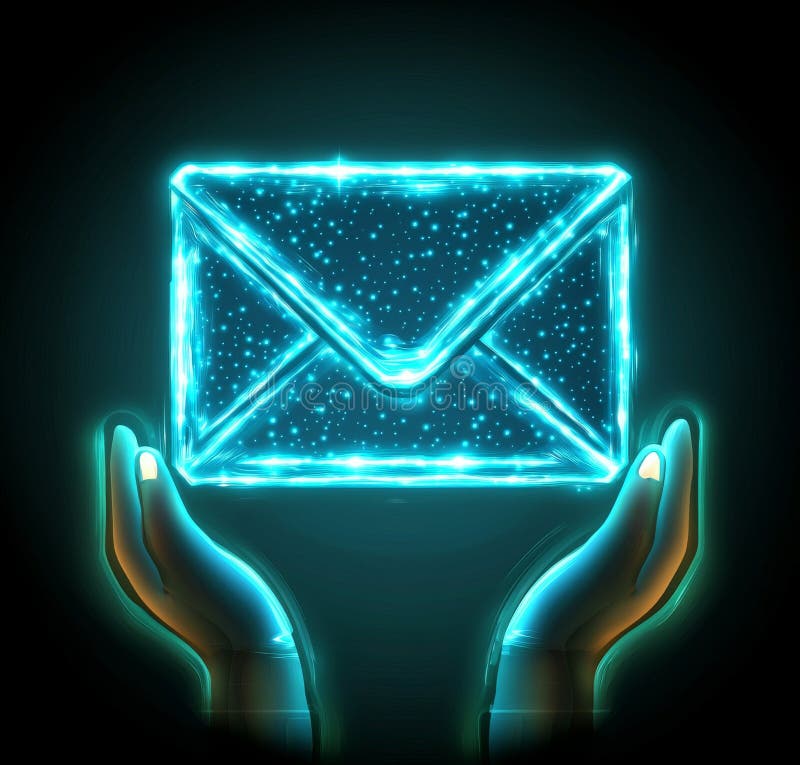 A Digital Hand Inserted a Letter into an Envelope. AI Mailing, Email ...