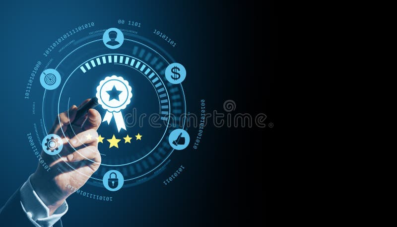 Digital Hand Interacting with Virtual Quality Certification Badge ...