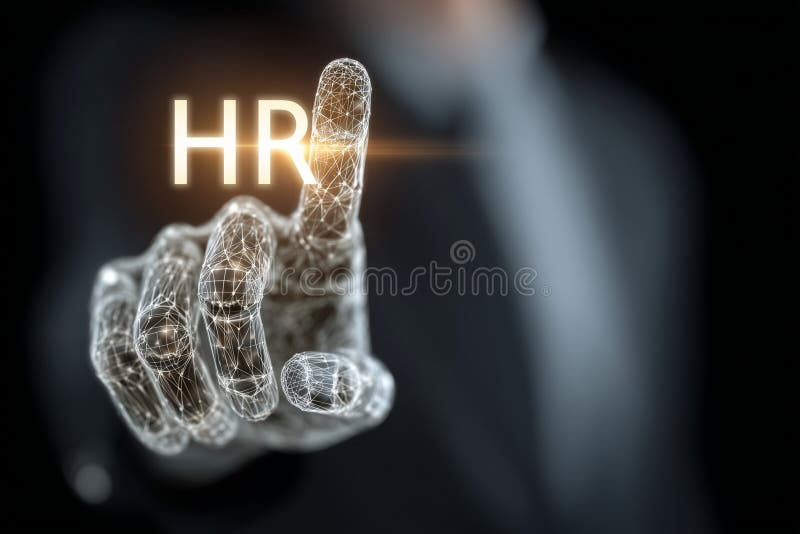 Digital Hand Reaching Out To Touch Glowing Letters HR, Symbolizing ...