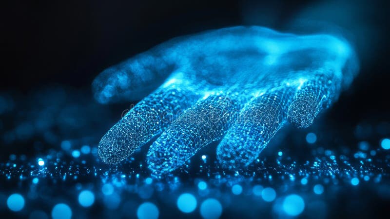 Digital Hand Reaching Over Illuminated Surface Stock Illustration ...