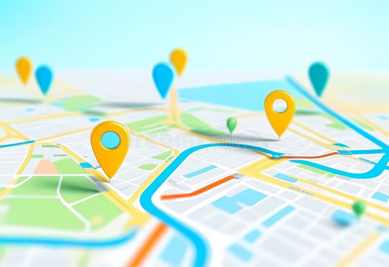 Digital Hand Set Location on Map with Two Pins. AI Technology in GPs ...