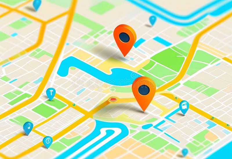 Digital Hand Set Location on Map with Two Pins. AI Technology in GPs ...