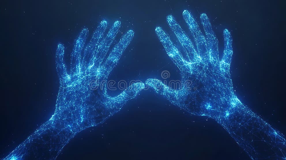 Digital Hands Abstract Network Connection Futuristic Technology Concept ...