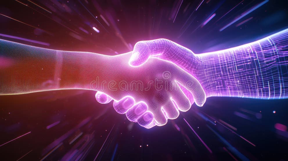 Digital Hands Clasping in Representing Technological Collaboration and ...