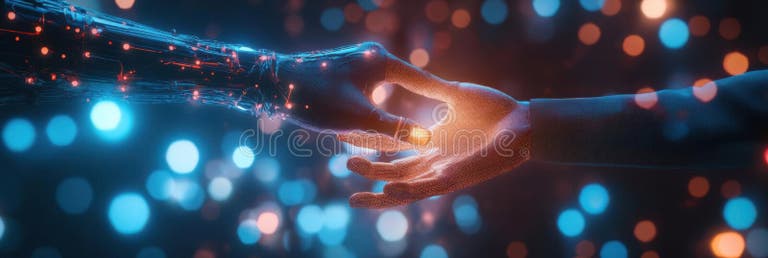 Digital Hands Connect in Futuristic Style, Future of Connection is ...
