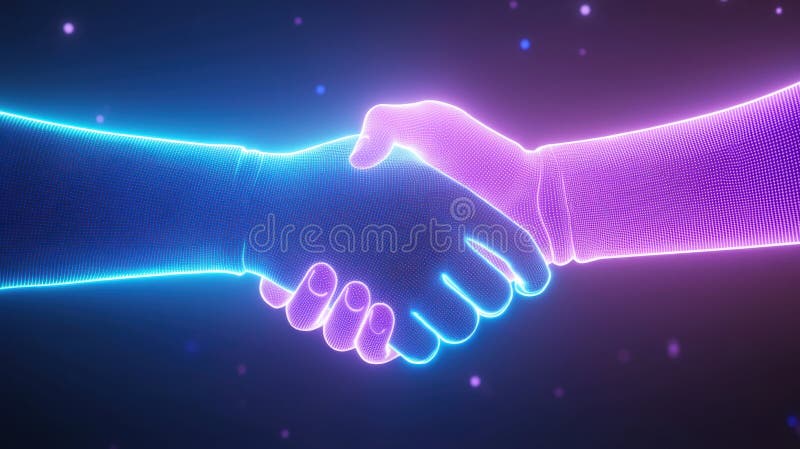 Digital Hands 3d Clasping Virtually Modern Representing Technological ...