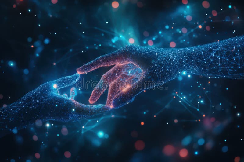 Digital Hands Reaching Connection Technology Network Stock Illustration ...