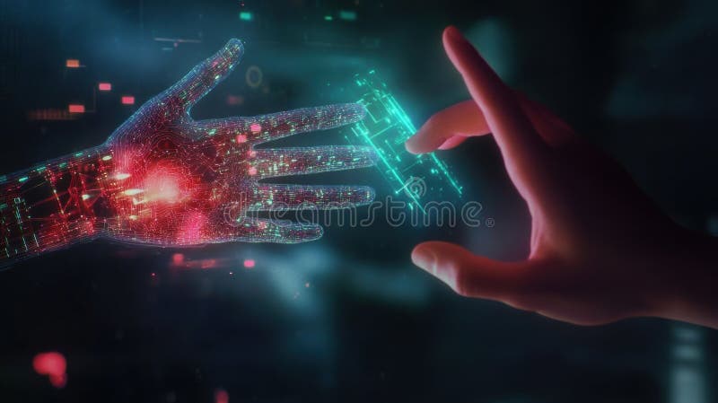 Digital Hands Representing Human and Ai Connection through Technology ...
