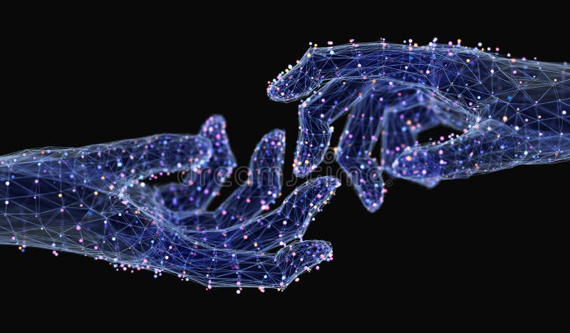 Digital Hands Touching Each Other Stock Illustration - Illustration of ...