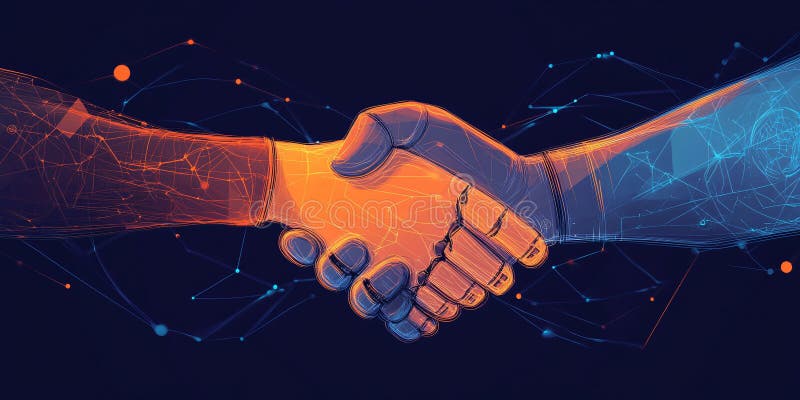 Digital Handshake Abstract Art: AI Generated High Quality Image Stock ...