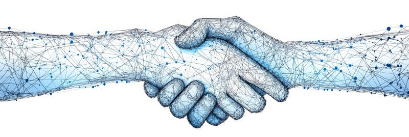 Digital Handshake Abstract Illustration of Two Hands Shaking with ...