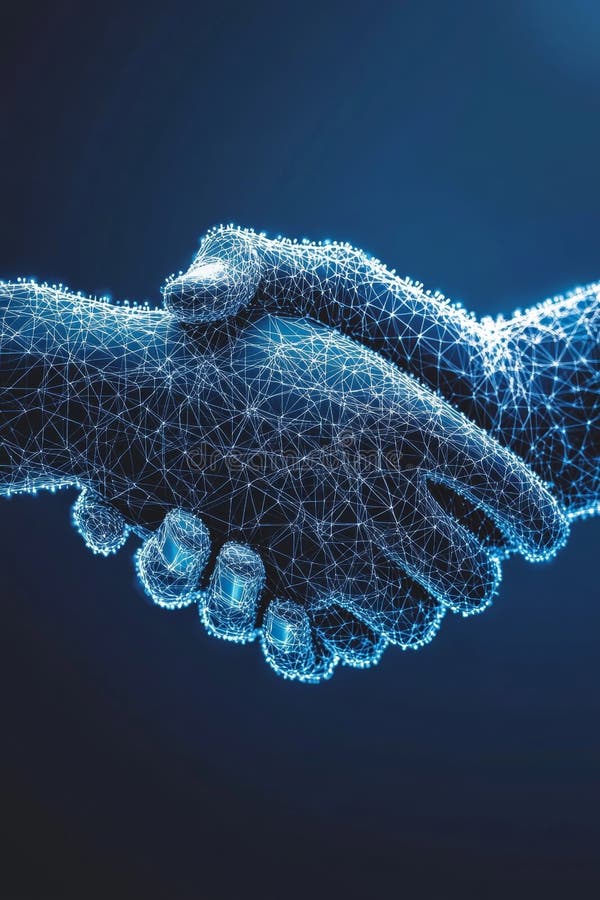 Digital Handshake Abstract Network Connection of Two Hands Illustrating ...