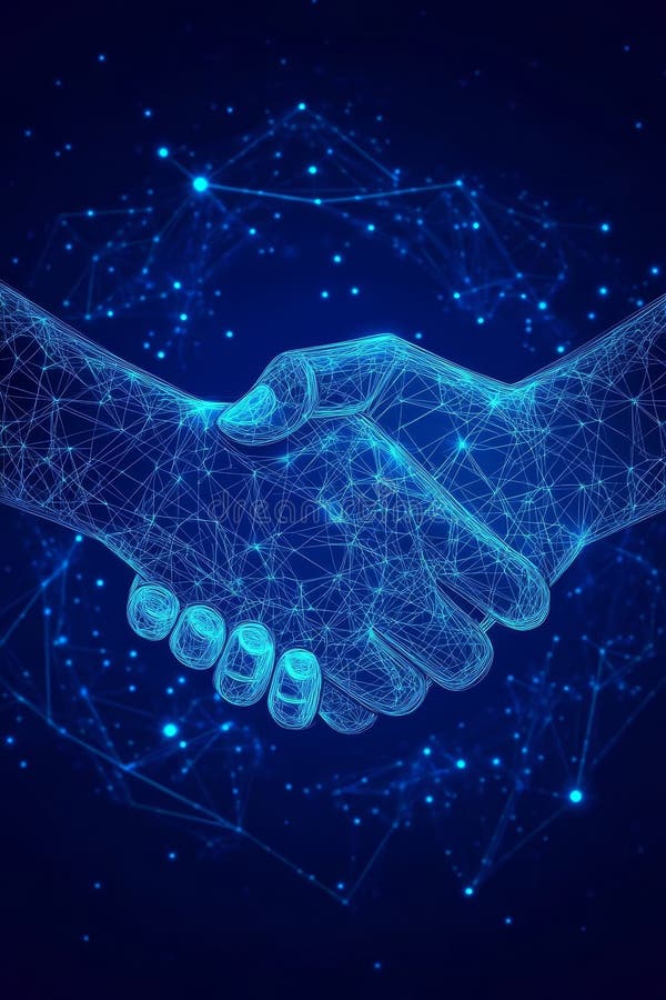 Digital Handshake Abstract Partnership, Technology Background Lines ...