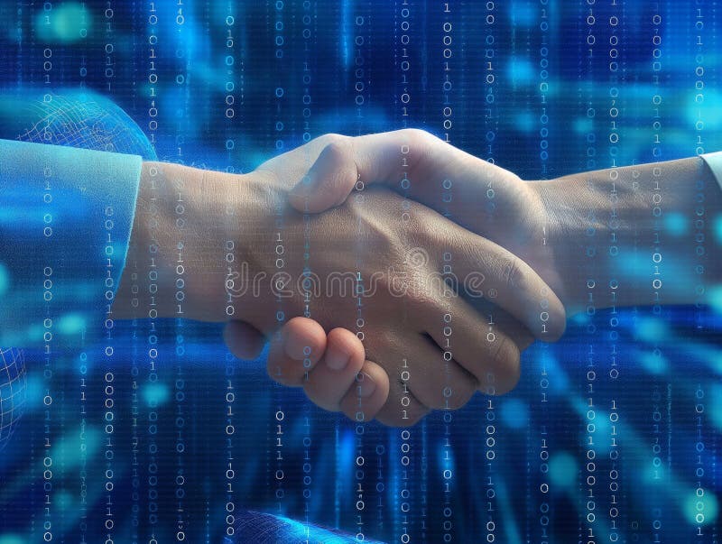 Digital Handshake Agreement Stock Image - Image of fintech, binary ...