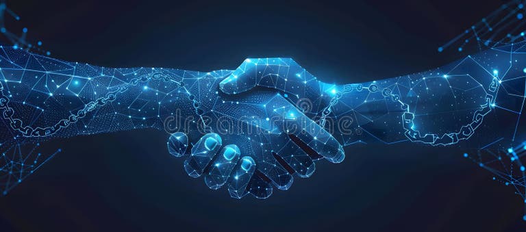 Digital Handshake Blockchain Concept, Abstract Network and Technology ...