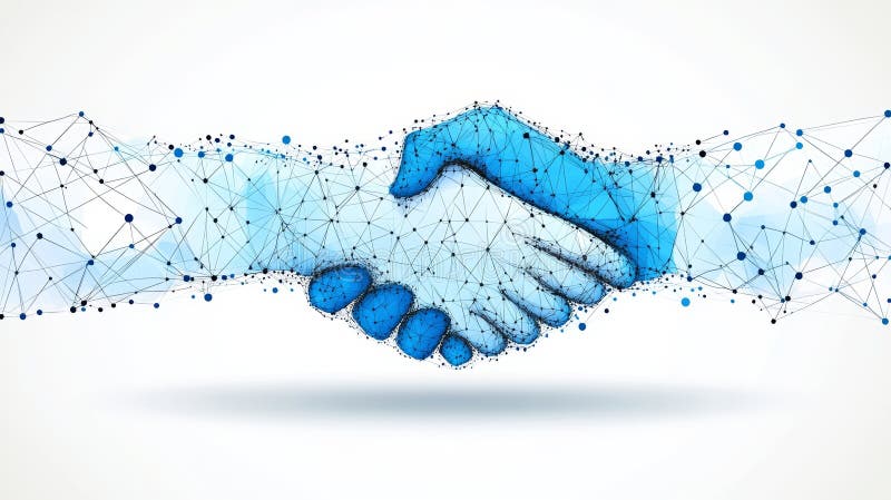 Digital Handshake, Blue Network Polygon, Partnership. Technology ...