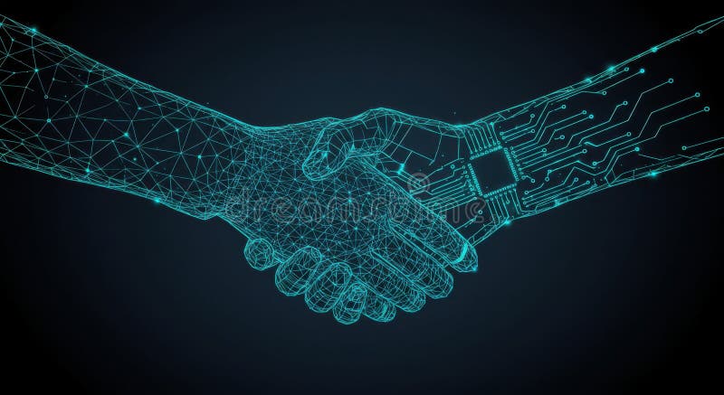 Digital Handshake with Circuit Board, Representing Technology and ...