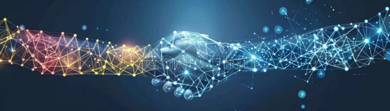 Digital Handshake Concept Illustrating Network Connection, Partnership ...