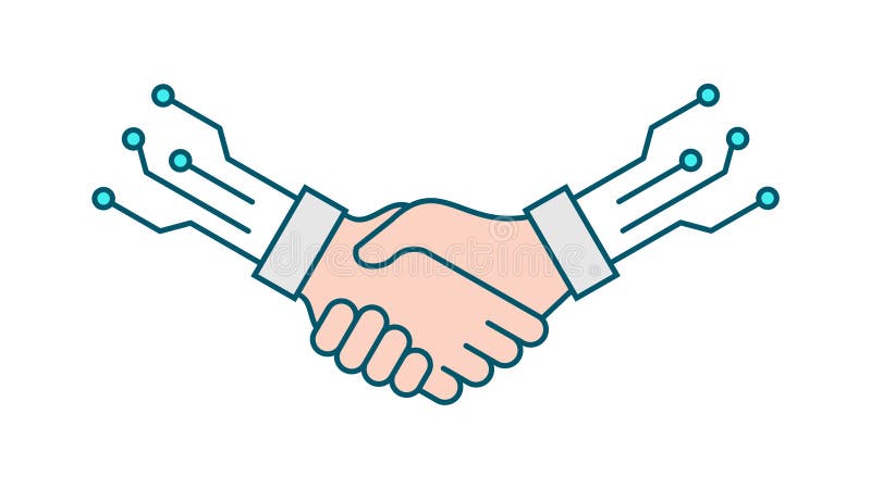 Digital Handshake Concept. Two Hands with Microchips. AI Solution ...