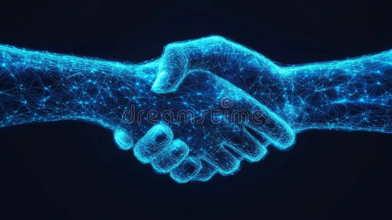 Digital Handshake of Connected Networks Stock Photo - Image of ...