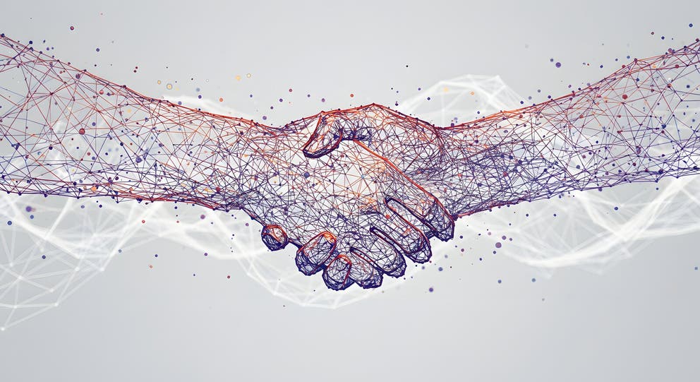 Digital Handshake Connecting Hands with Network for Partnership and ...