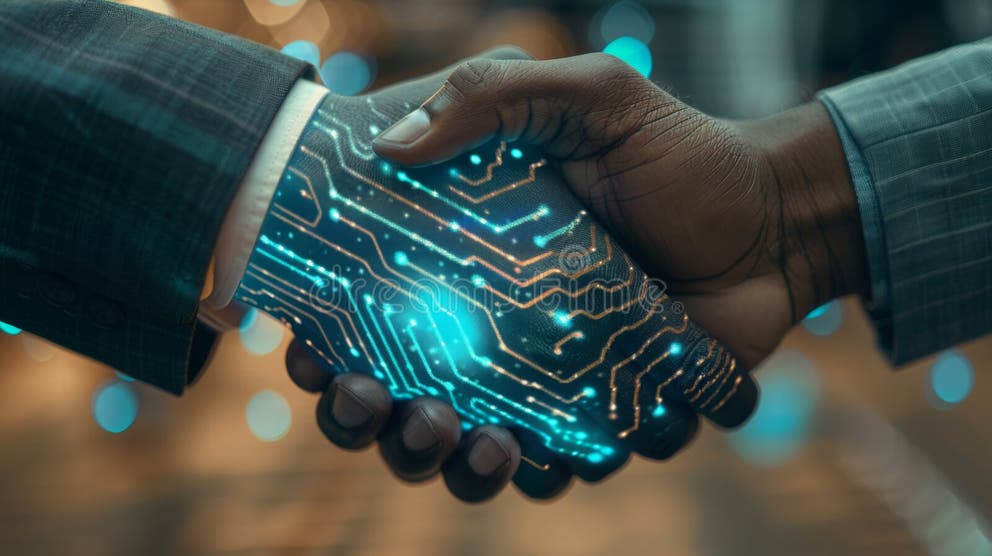 The Digital Handshake Connection.AI Generated Image Stock Photo - Image ...