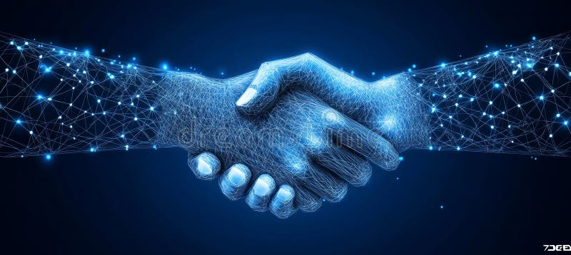 Digital Handshake Connection Symbolizing Partnership and Trust in ...