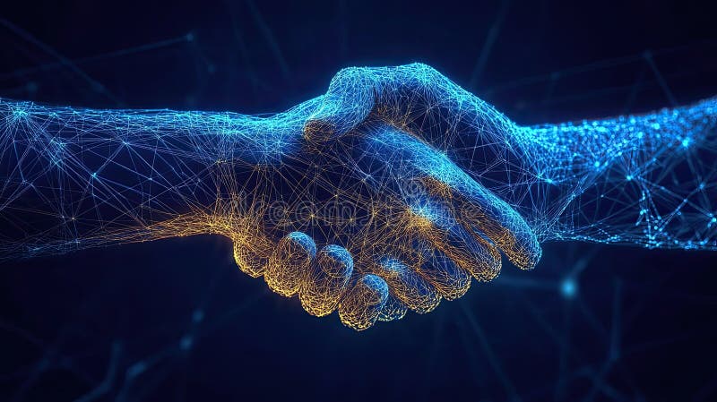 Digital Handshake, Connection, Technology, and Partnership Stock ...