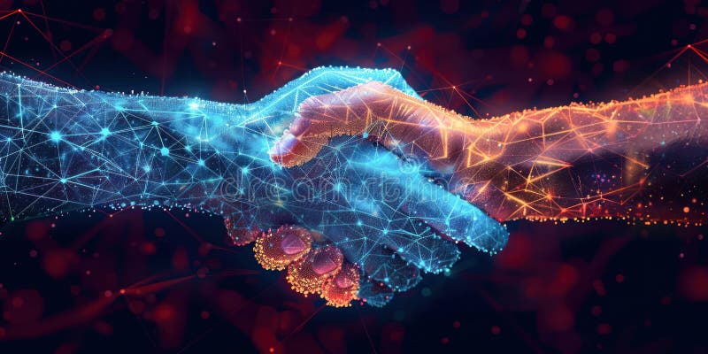 Digital Handshake in Cyberspace. Stock Illustration - Illustration of ...