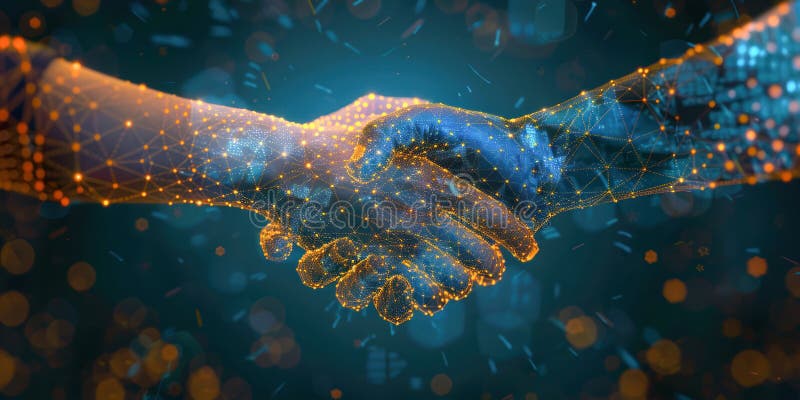 Digital Handshake in Cyberspace. Stock Illustration - Illustration of ...