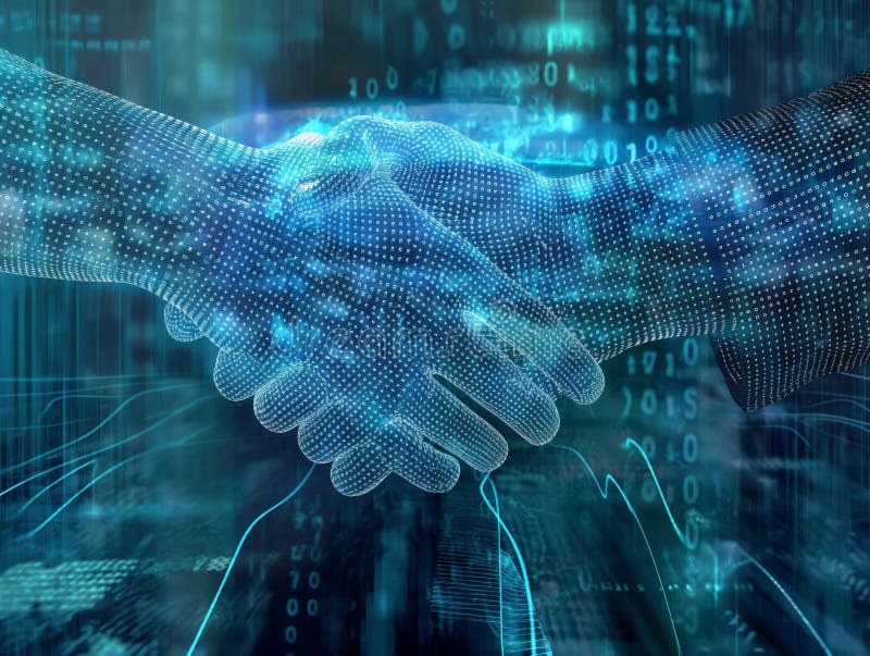 Digital Handshake in Cyberspace Stock Image - Image of technology ...