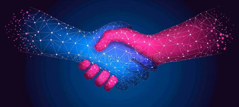 Digital Handshake Glowing Avatars Connect Over Cryptocurrency Network ...