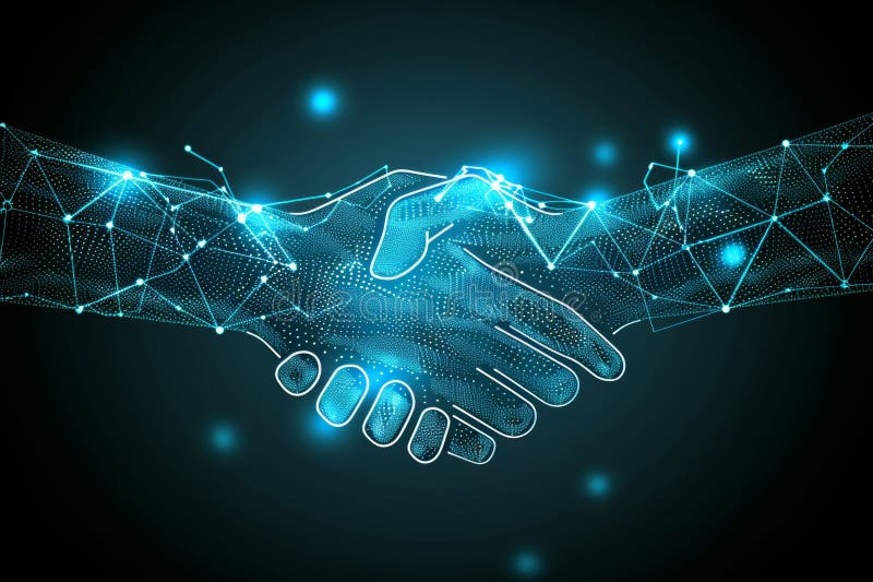 Digital Handshake Glowing Avatars Connect Over Cryptocurrency Network ...