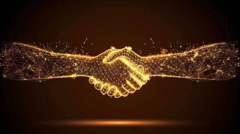 Digital Handshake Glowing Avatars Connect Over Cryptocurrency Network ...
