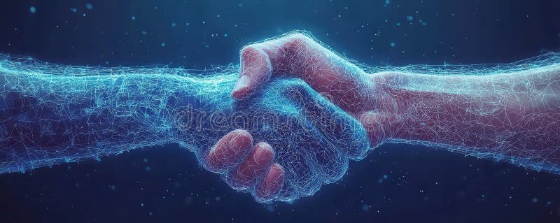 Digital Handshake Illustrating Technology Partnership and Connection in ...