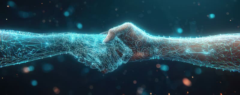 Digital Handshake Illustrating Technology Partnership and Connection in ...