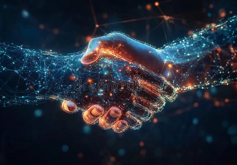 Digital Handshake Network Connection Abstract High Quality Image Stock ...